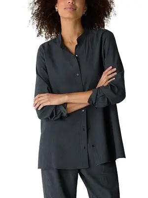 Eileen Fisher Mandarin Collar Top - Eucalyptus