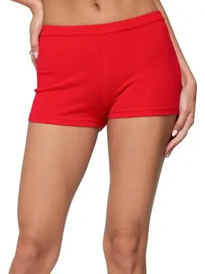 EDIKTED Maycee Knit Micro Shorts - Red