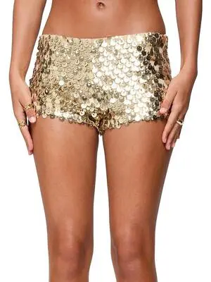 EDIKTED Sequin Micro Shorts - Gold