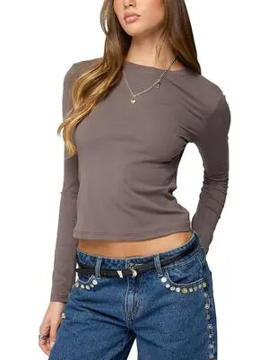 EDIKTED Kiyan Long Sleeve T-shirt - Gray