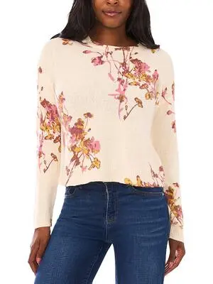 Vince Camuto Electric Bouquets Crewneck Sweater - Birch