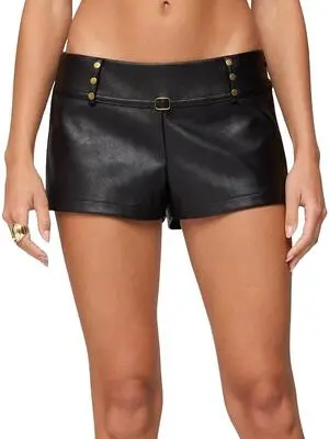 EDIKTED Studded Faux Leather Micro Shorts - Black