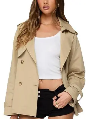 EDIKTED Tobie Raglan Trench Jacket - Beige