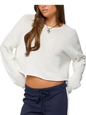 EDIKTED Leta Knit Long Sleeve Top - White