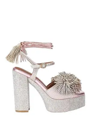 Kurt Geiger Pom Pom Ankle-tie Platform Sandals - Open Grey