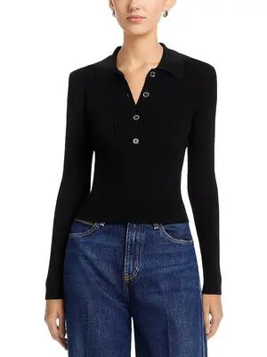 Michael Kors Long Sleeve Polo Top - Black