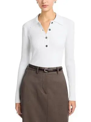 Michael Kors Long Sleeve Polo Top - White