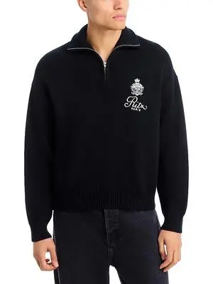FRAME Ritz Cashmere Half Zip Mock Neck Sweater - Black
