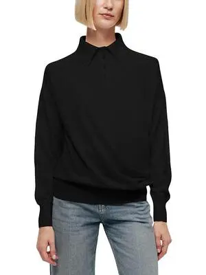 NOCTURNE Relaxed Polo Knit Sweater - Black