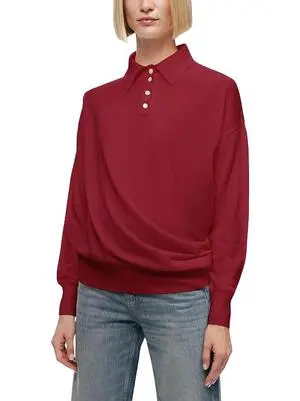 NOCTURNE Relaxed Polo Knit Sweater - Burgundy