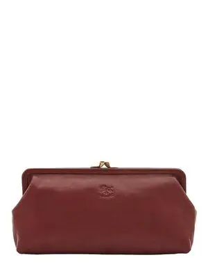 Il Bisonte Classic Manuela Leather Clutch - Black Cherry