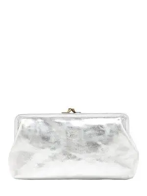 Il Bisonte Manuela Leather Clutch - Silver