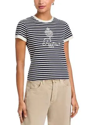 FRAME Ritz Striped Baby Tee - Navy Multi