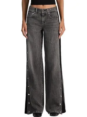 Alice + Olivia Low Rise Wide Leg Jeans - Vintage Black