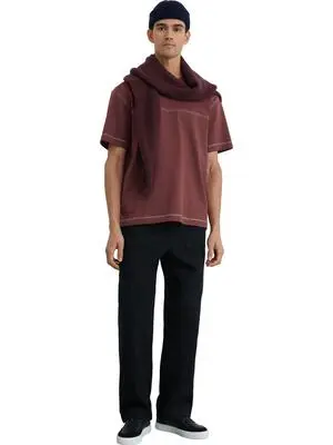 REISS Ravello Contrast-stitch Relaxed-fit T-shirt - Raspberry Pink