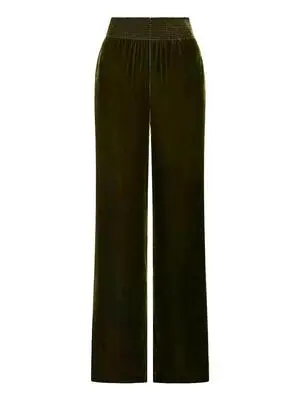 Malìparmi Shirred Velvet Trousers - Green