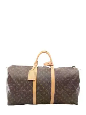LOUIS VUITTON 2001 Monogram Keepall 55 Travel Bag - Brown
