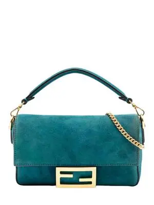 Fendi Mini Suede Baguette Satchel - Blue