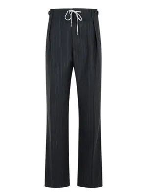 MAISON MARGIELA Pinstripe Drawstring Trousers - Grey