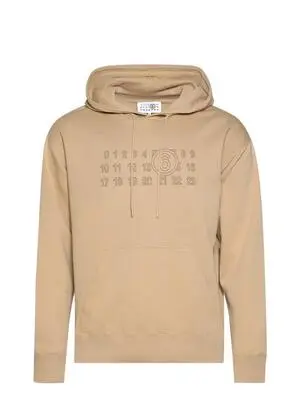 MAISON MARGIELA Hooded Sweatshirt With Numeric Logo - Camel