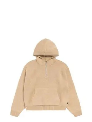 StÜssy Quarter Zip Knit Hoodie - Tan