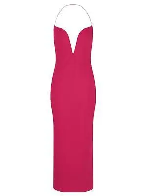 Givenchy Plunging Halter Midi Dress - Fuchsia