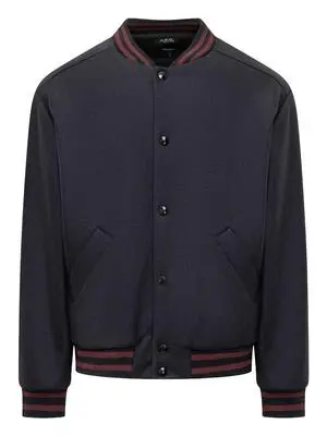 A.p.c. Wool Blend Striped Bomber Jacket Black