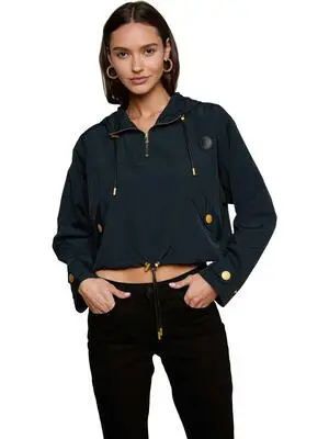 L'Agence Bronwyn Cropped Windbreaker - Black