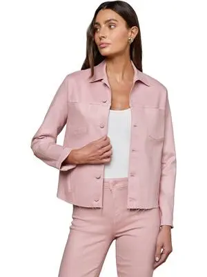 L'Agence Janelle Coated Denim Jacket - Pale Rose Coated