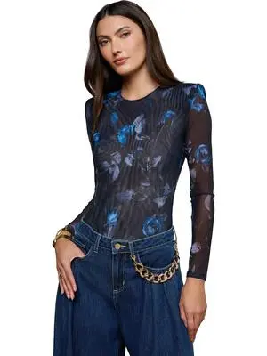 L'Agence Trista Floral Bodysuit - Midnight Multi Moon Floral