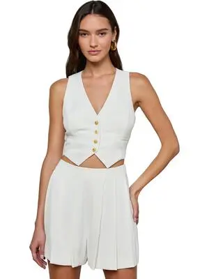 L'Agence Jianna Cropped Vest - Ivory