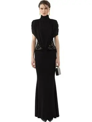 Arakii Lace Front Maxi Dress - Black