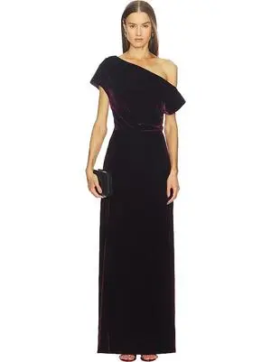 SRG Paola One-shoulder Velvet Gown - Wine