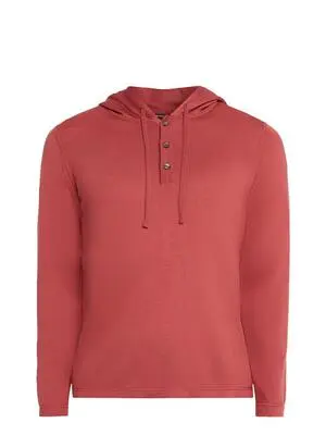 Kiton Cashmere And Silk Half-placket Hoodie - Red