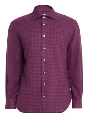 Kiton Gingham Cotton Sport Shirt - Red