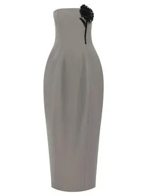 LEO LIN Strapless Embellished Maxi Dress - Grey