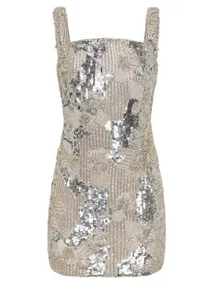 Rachel Gilbert Elyse Embellished Mini Dress - Silver
