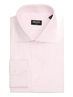 Zegna Trecapi Cotton Micro-structure Dress Shirt - Pink