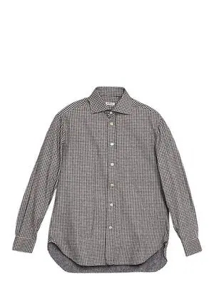 Kiton Cotton Houndstooth Classic-fit Sport Shirt - Black