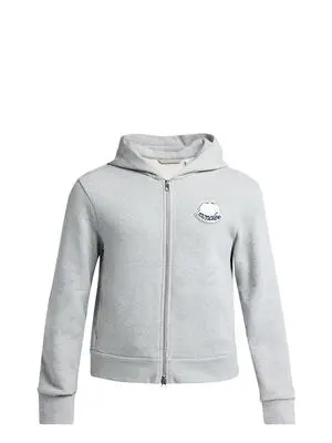 Moncler Chenille-logo Full-zip Hoodie - Ltgray