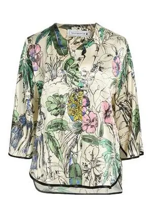 SHIRTAPORTER Floral-print Silk Top - Beige
