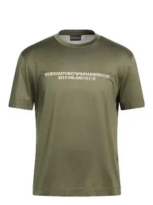 Emporio Armani T-shirt Military Size Lyocell, Cotton - Green