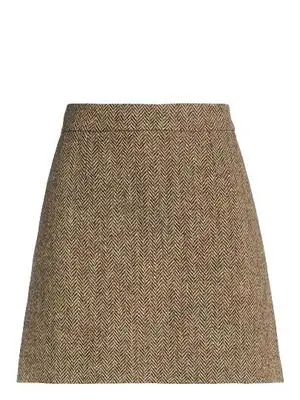 Paul & Joe Mini Flared Virgin Wool Skirt - Brown
