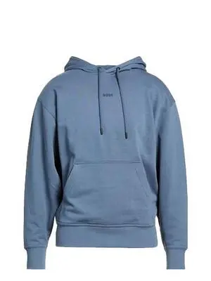 BOSS Cotton French Terry Logo Hoodie - Blue