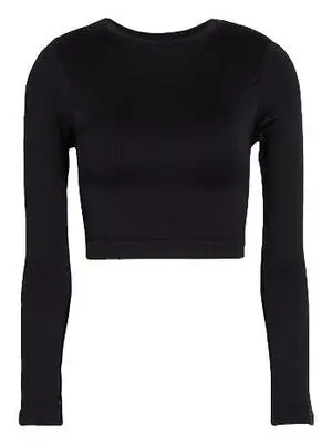 Prism Long Sleeve Ribbed Top - Black