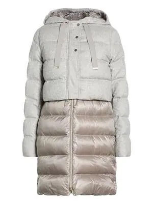 Herno Flannel And Shell Puffer Coat - Light Grey