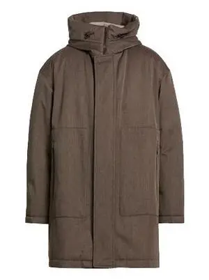 Herno Dark Virgin Wool And Polyurethane Coat - Brown