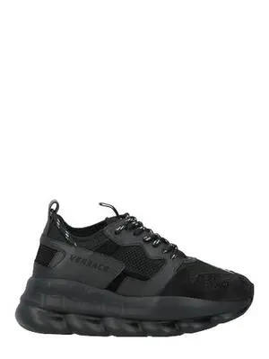 Versace Calfskin And Textile Fiber Sneakers - Black
