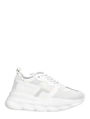Versace Calfskin And Textile Fiber Sneakers - White