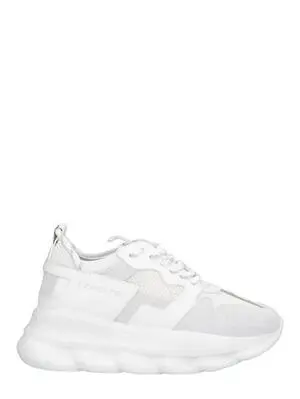 Versace Sneakers In Calfskin And Textile Fibers - White